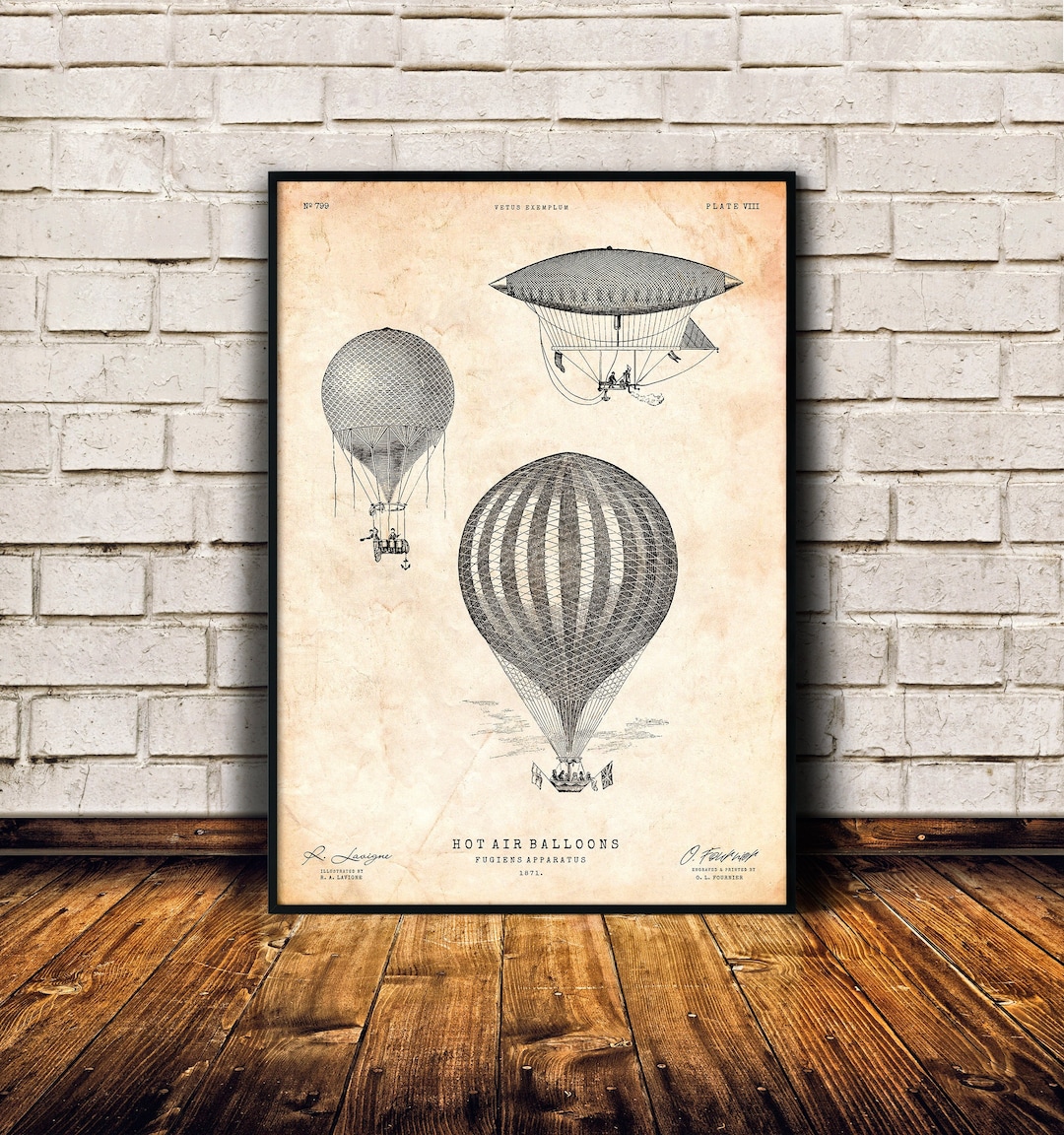 Aviation Gift, Hot Air Balloon Print, Airship Art Print, Steampunk ...