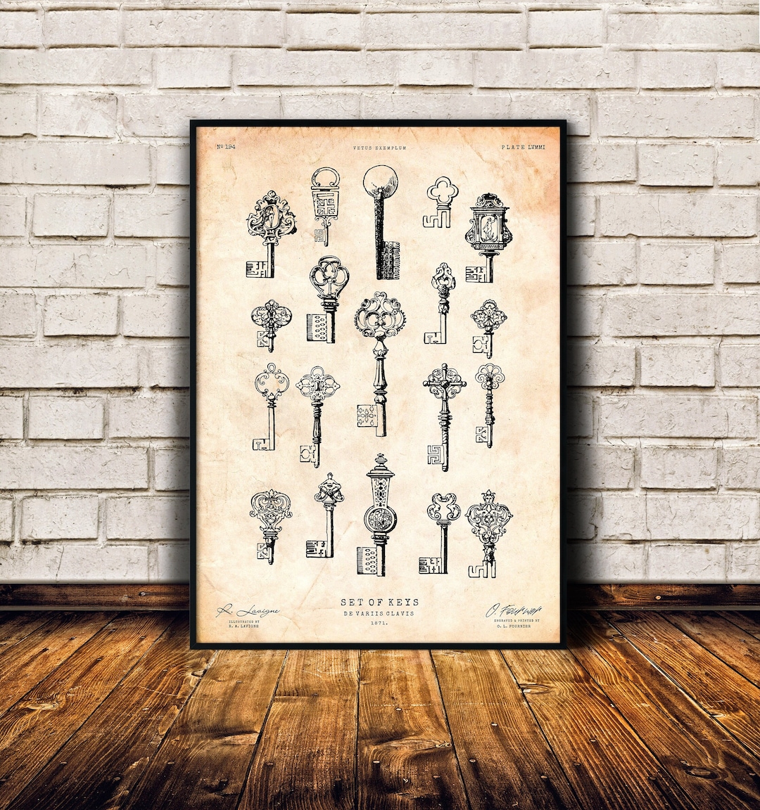 Skeleton Keys Print, Antique Wall Art, Victorian Decor, Locksmith Gift ...