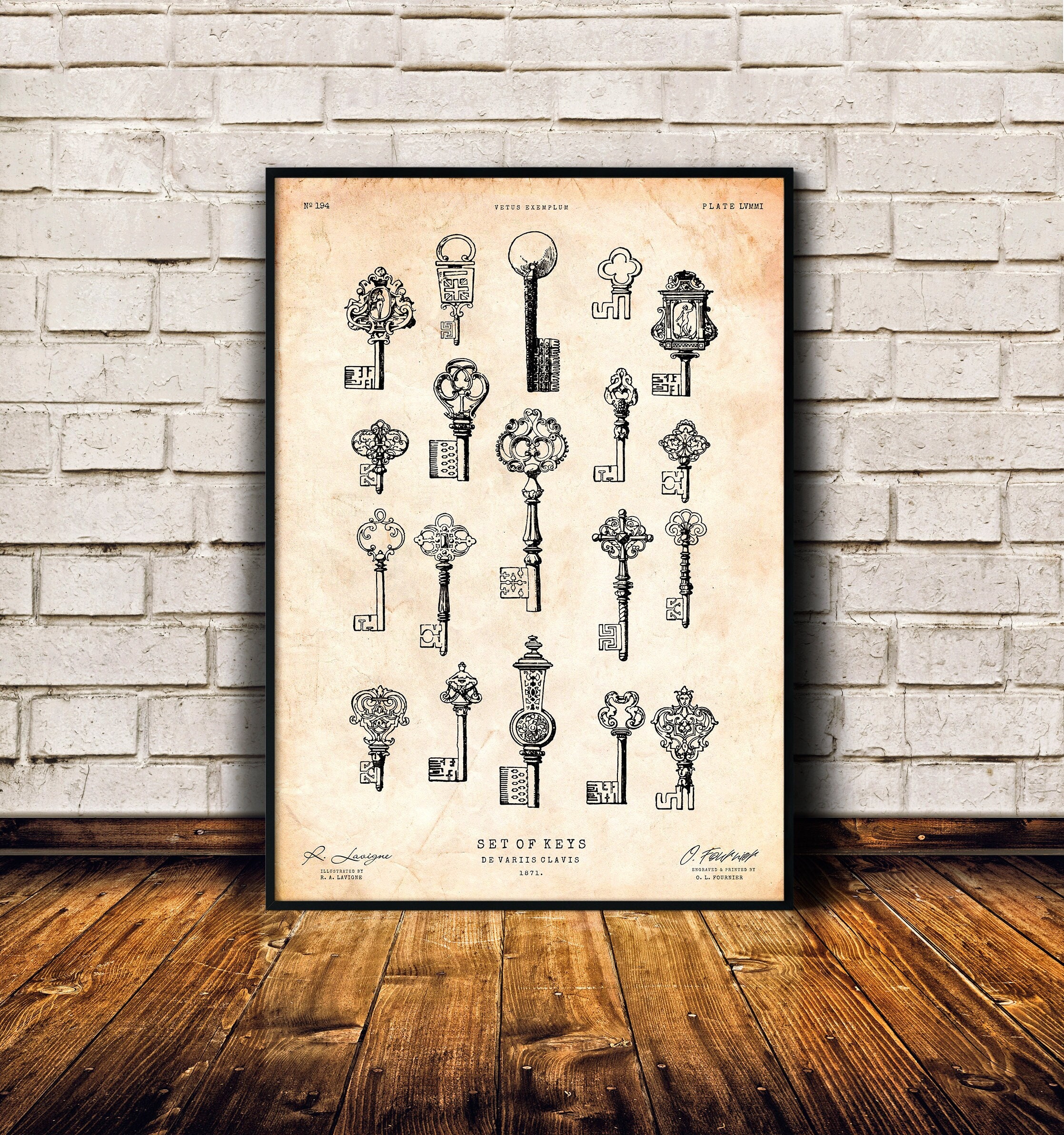 Skeleton Keys Print, Antique Wall Art, Victorian Decor, Locksmith Gift ...