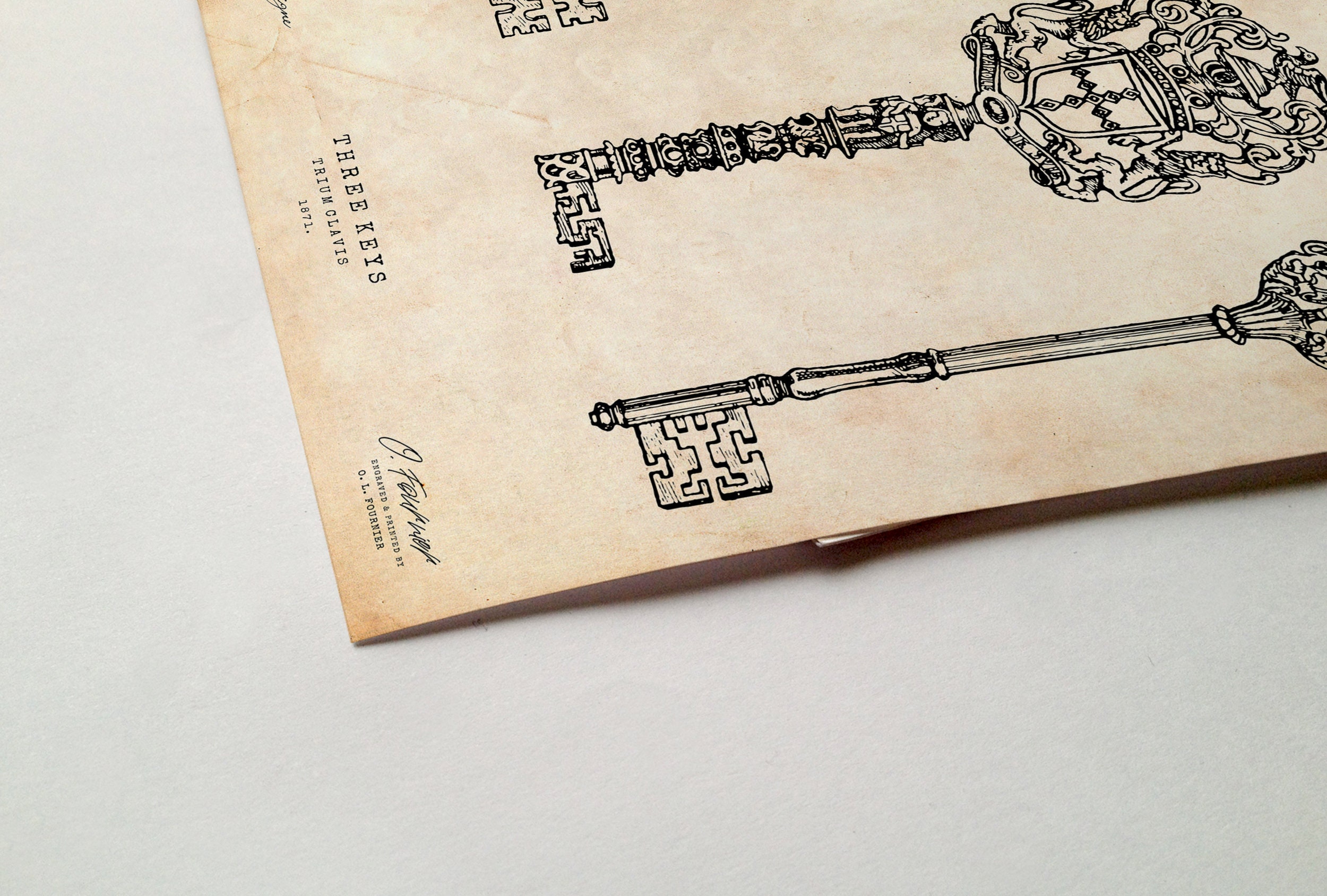 Skeleton Key Print Antique Decor Victorian Wall Art Giclée - Etsy