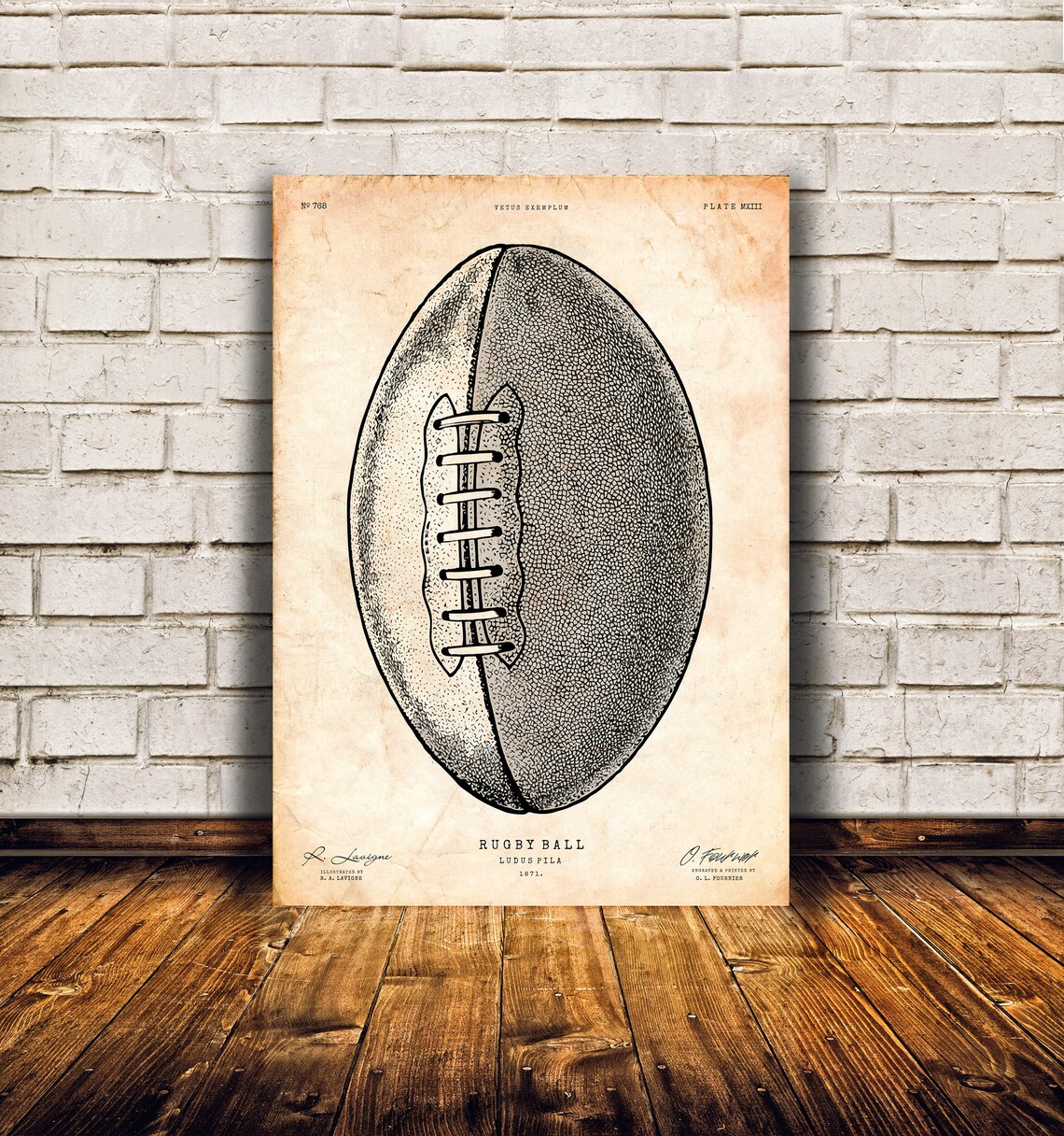 Rugby Print, Rugby Ball Poster, Sport Wall Art, Father Gift, Vintage ...