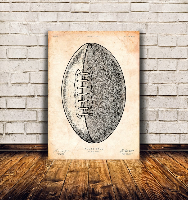 Rugby Print, Rugby Ball Poster, Sport Wall Art, Father Gift, Vintage ...