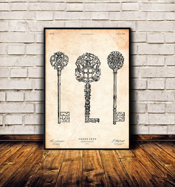 Skeleton Key Print Antique Decor Victorian Wall Art Giclée - Etsy