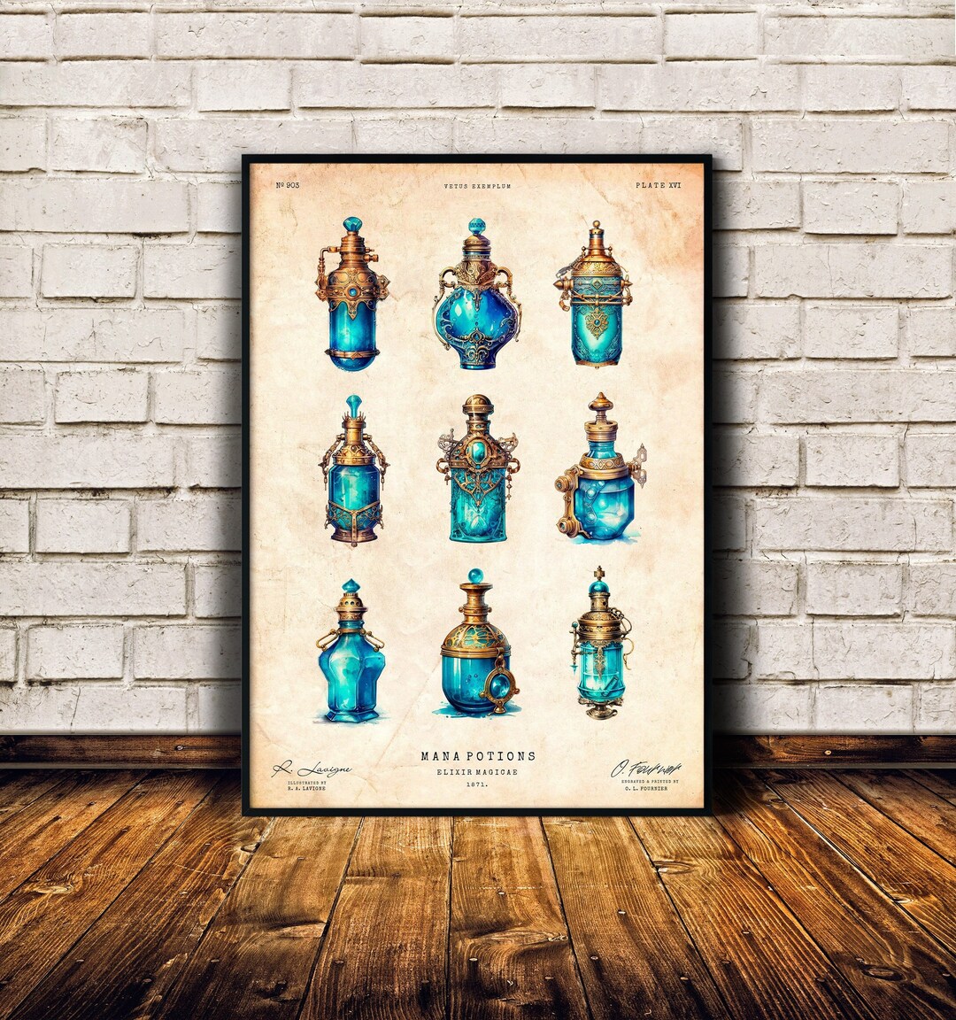 Steampunk Potions Art Print, Dark Academia Room Decor, Magic Wall Art ...