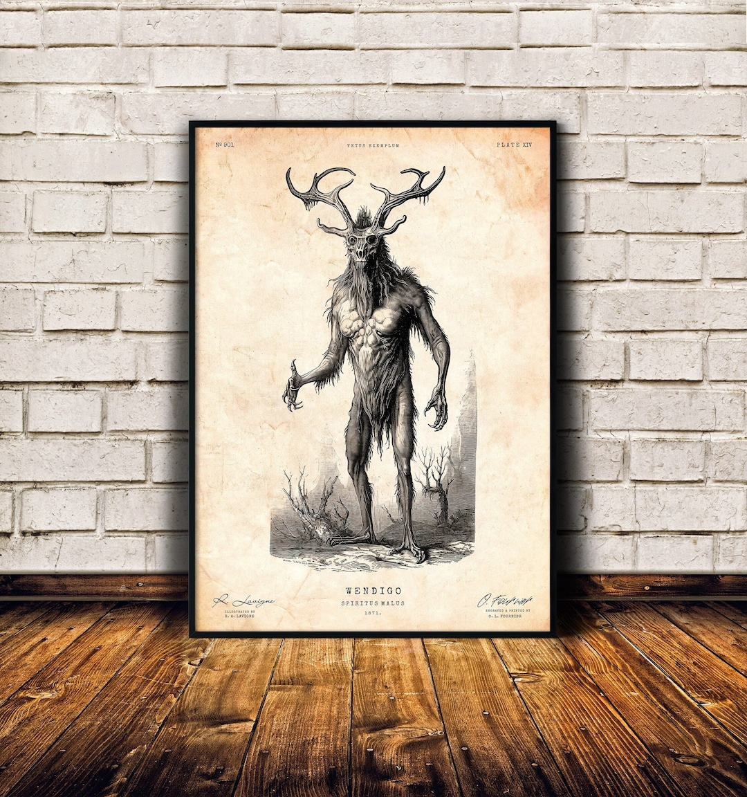 Wendigo Art Print, Native American Mythology Giclee Print, Cryptid Wall ...