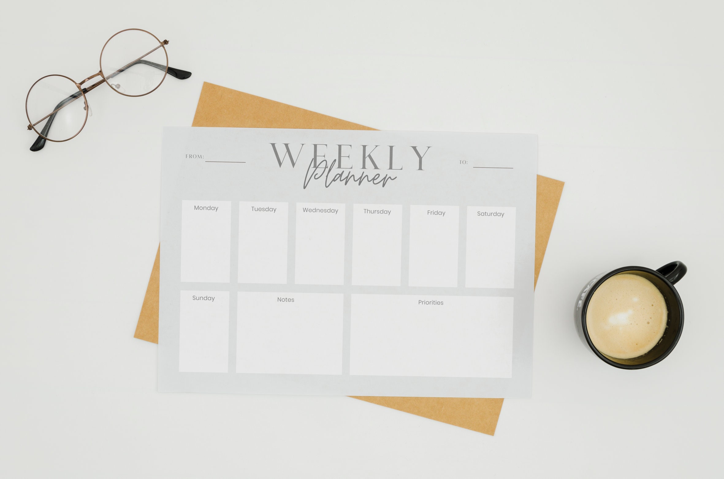 Printable Weekly Planner: Minimalist Gray Design (A4/A5 Digital ...