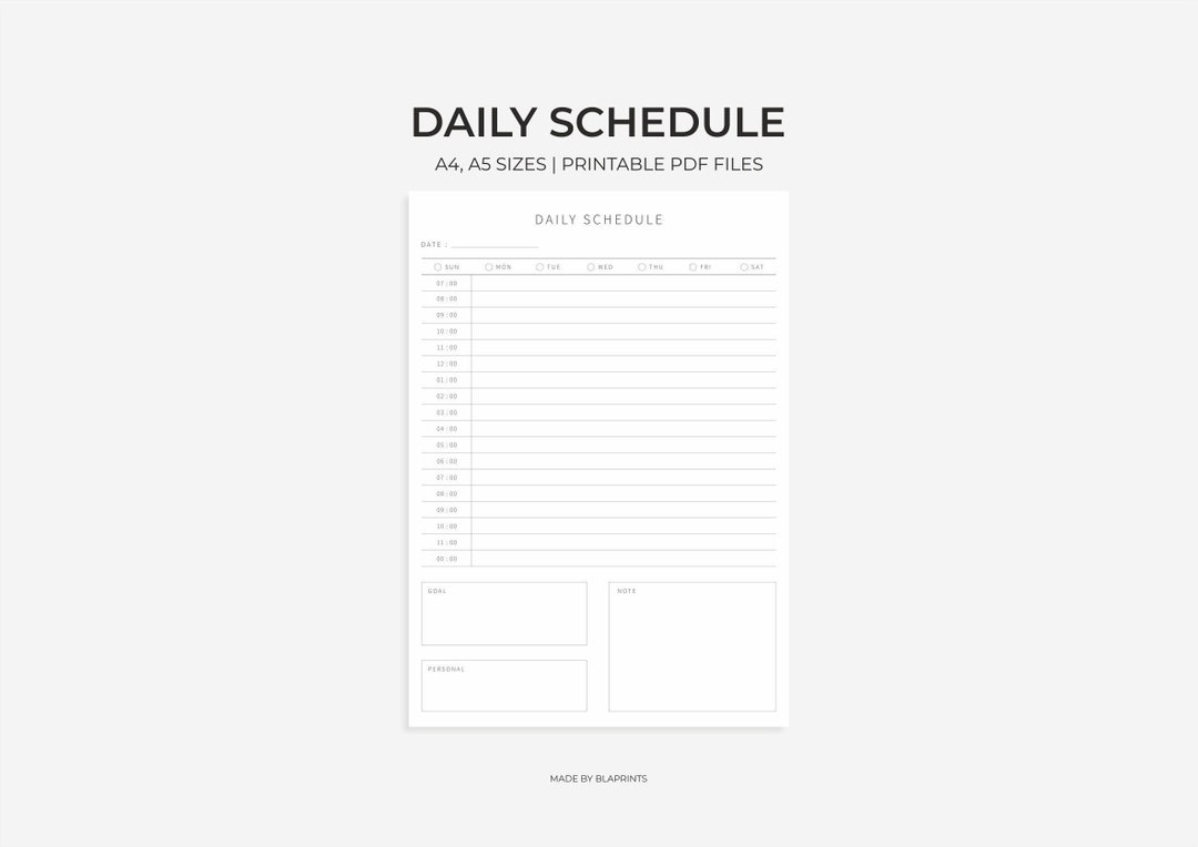 Printable Daily Schedule Printable Digital Daily Schedule Digital ...