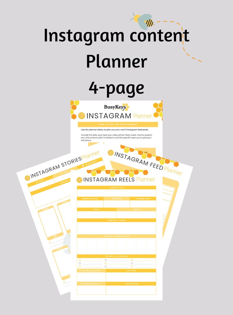 Instagram Content Planner- PDF Digital Downloadable/printable |social ...