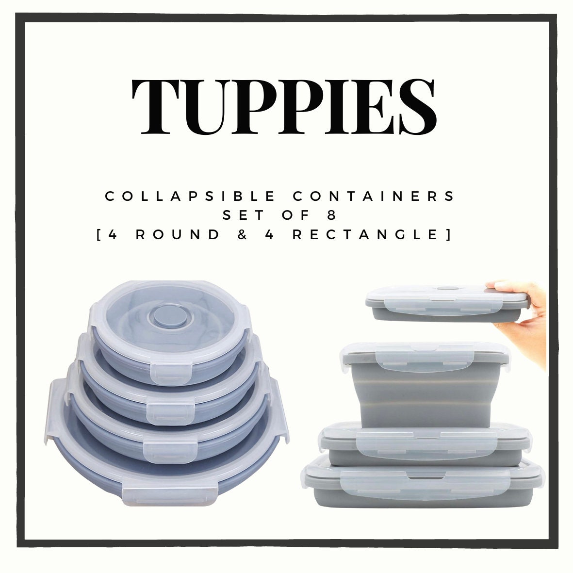 Collapsible Tupperware Food Container Bowl 4 Pack Fridge - Etsy