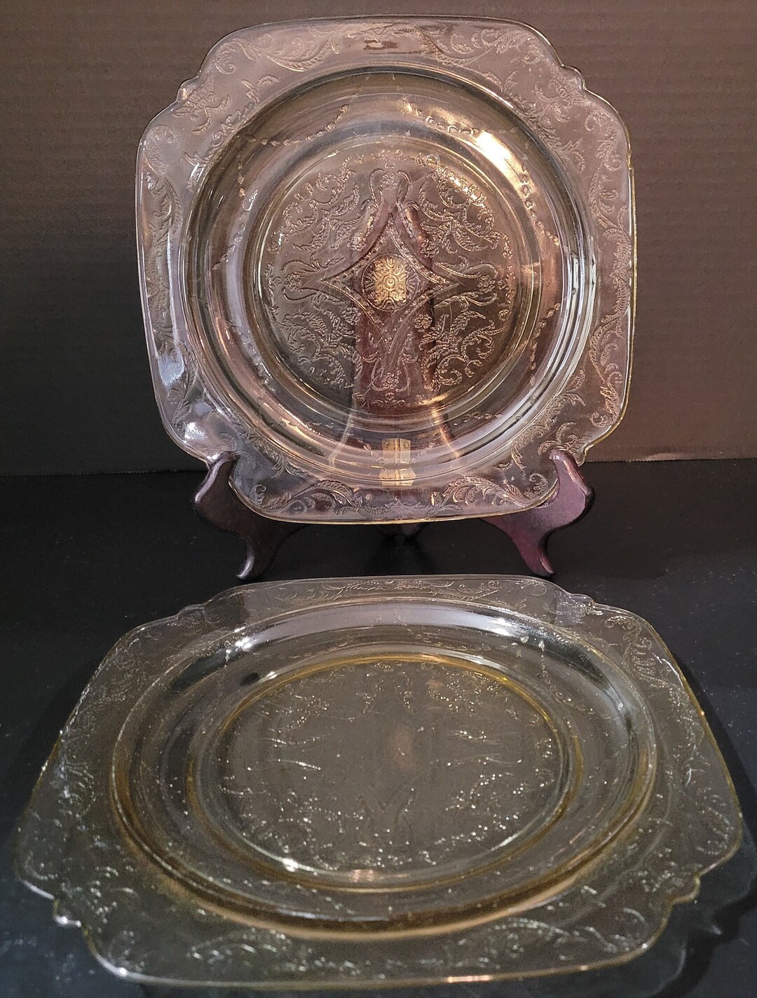 Federal Glass Yellow Depression Glass Madrid Pattern 9 Luncheon Plates ...