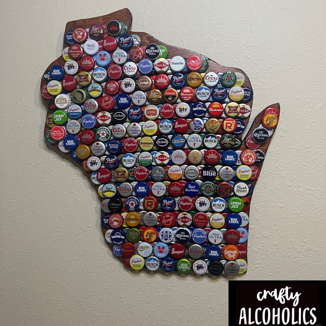 WISCONSIN BOTTLE CAP Sign Handmade Assortment of Beers - Etsy