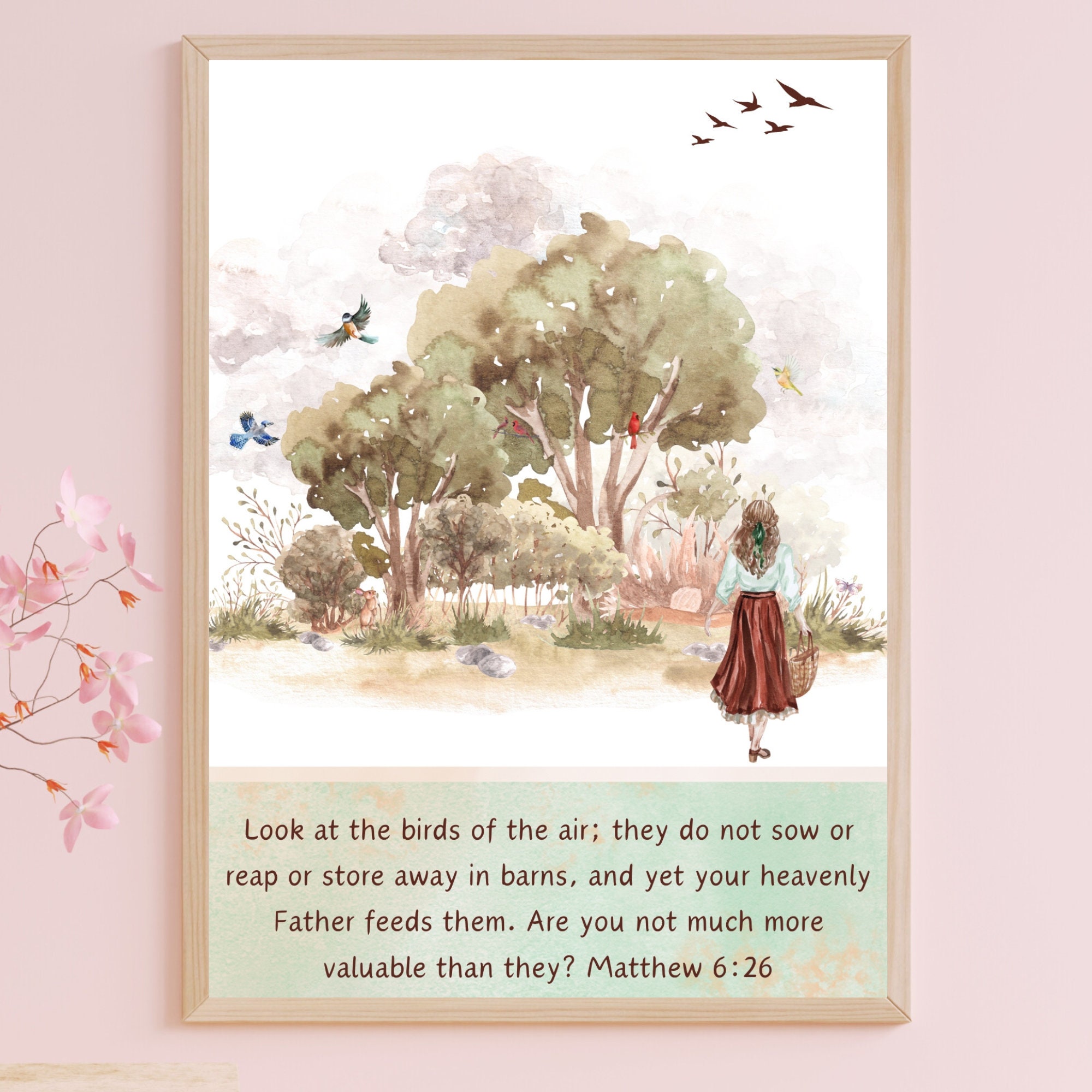 Cottagecore Bible Verse Digital Download Bird Illustration ...