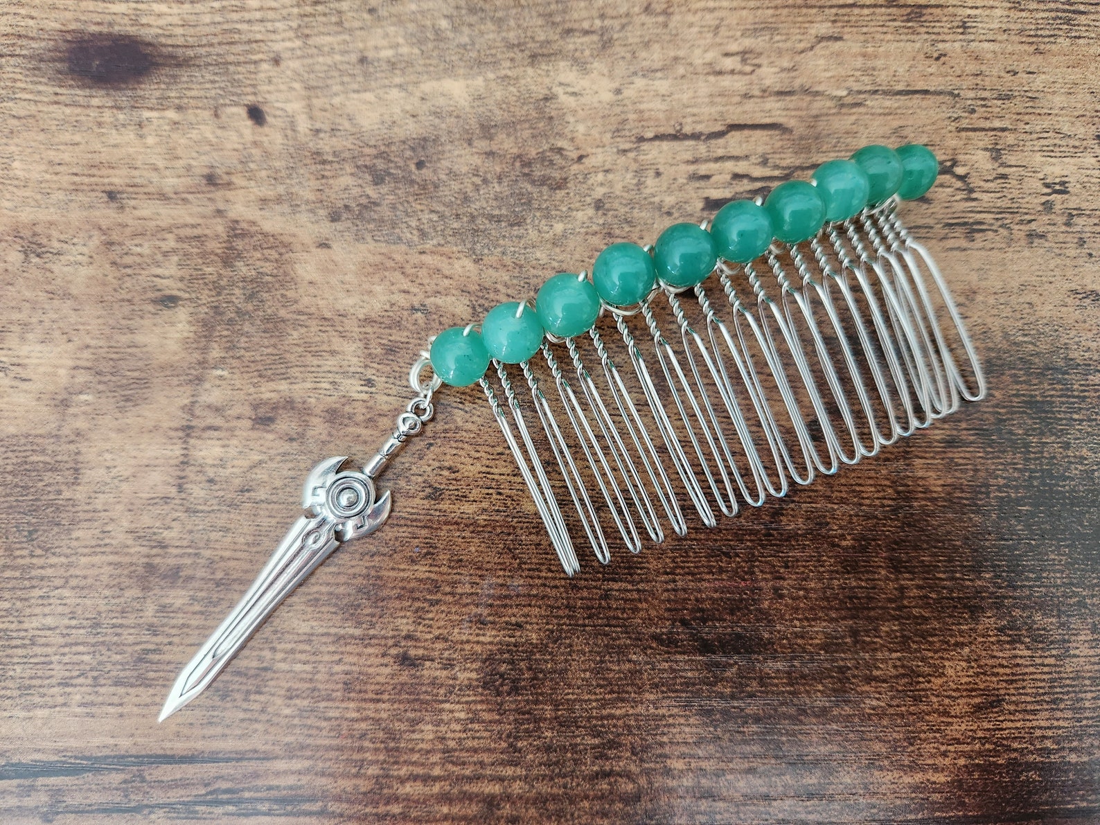Gemstone Hair Combs With Sword Pendants - Etsy
