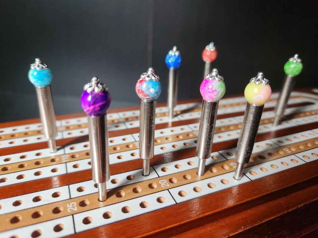 Pair of Colored Glass Paint-splatter Cribbage Pegs - Colorful Game ...