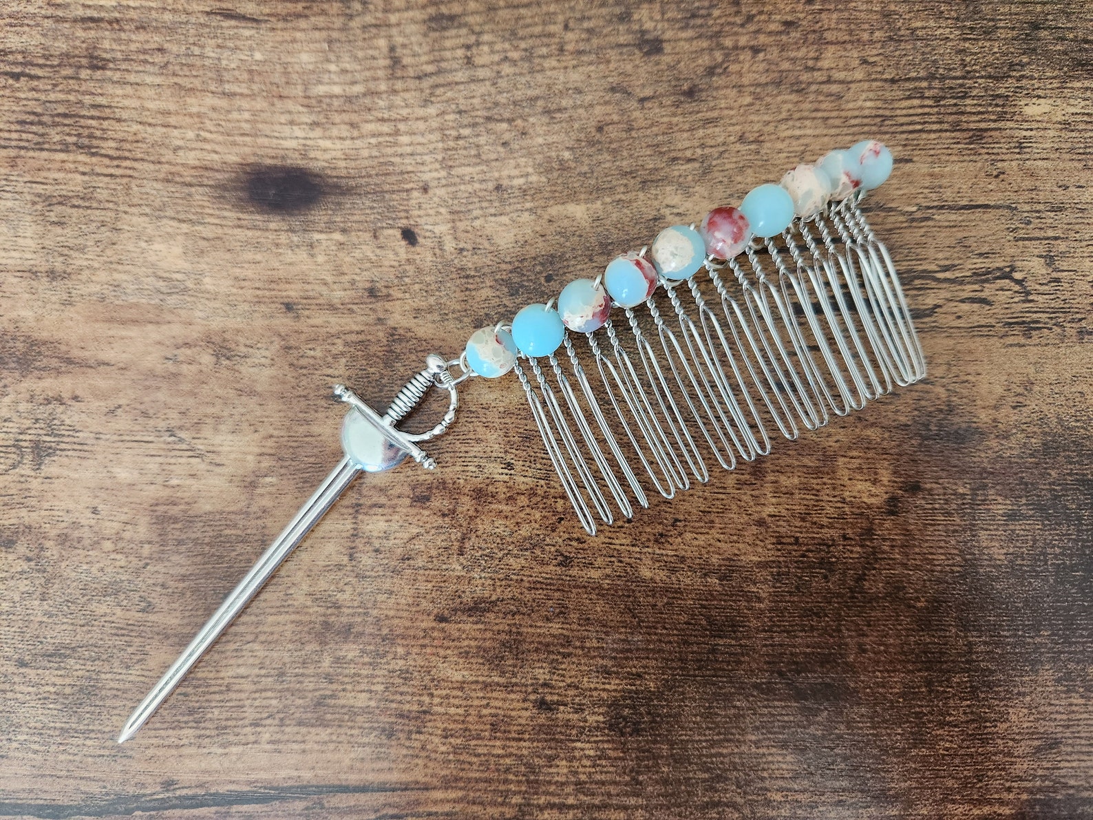 Gemstone Hair Combs With Sword Pendants - Etsy