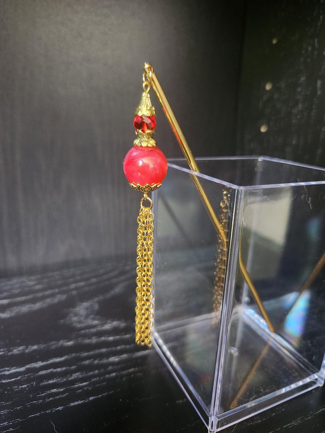 Chain Tassel Hair Stick - Hairpin With Colorful Accents and Dangling ...