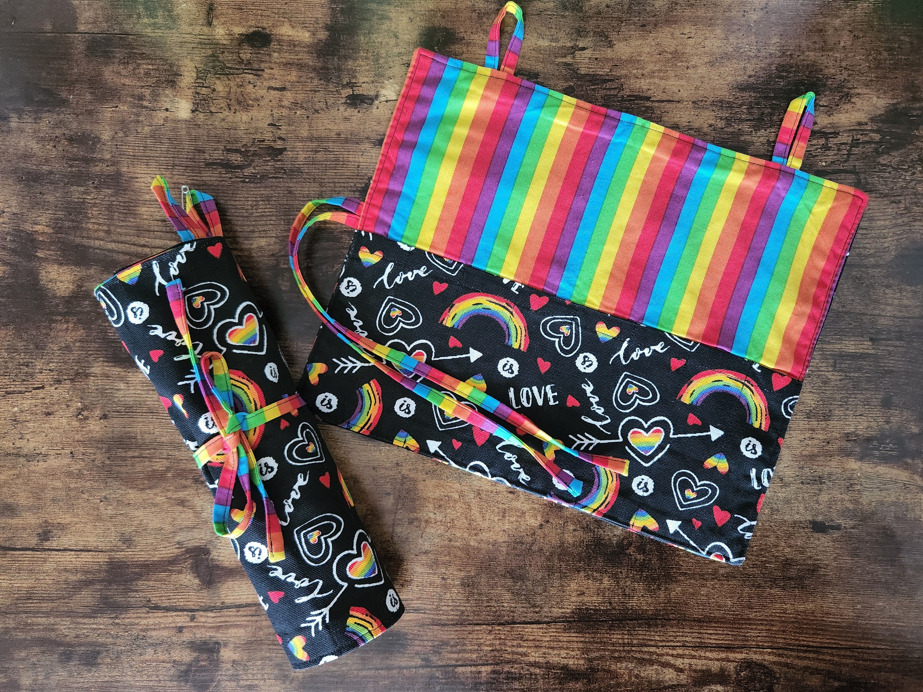Rainbow Pride Roll-up Pouches - Organized Storage Wrap for Pens ...