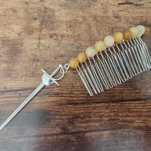 Gemstone Hair Combs With Sword Pendants - Etsy