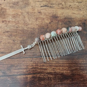 Gemstone Hair Combs With Sword Pendants - Etsy