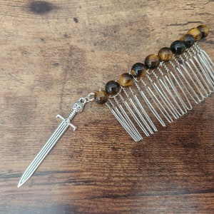 Gemstone Hair Combs With Sword Pendants - Etsy