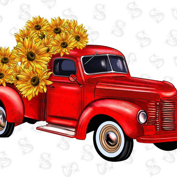Truck Sunflower Svg - Etsy