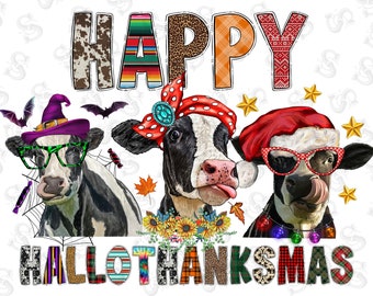 Happy Hallothanksmas Cow Png - Etsy