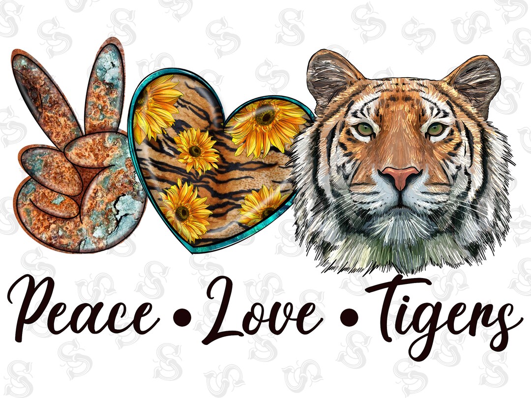 Western Peace Love Tiger Head Png Sublimation Designtiger - Etsy