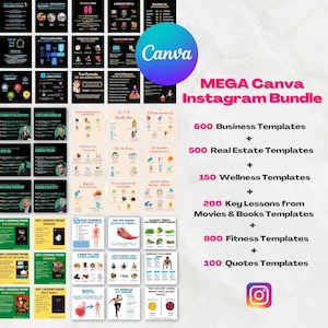 Canva Templates Bundle Instagram Editable Infographics | Business ...