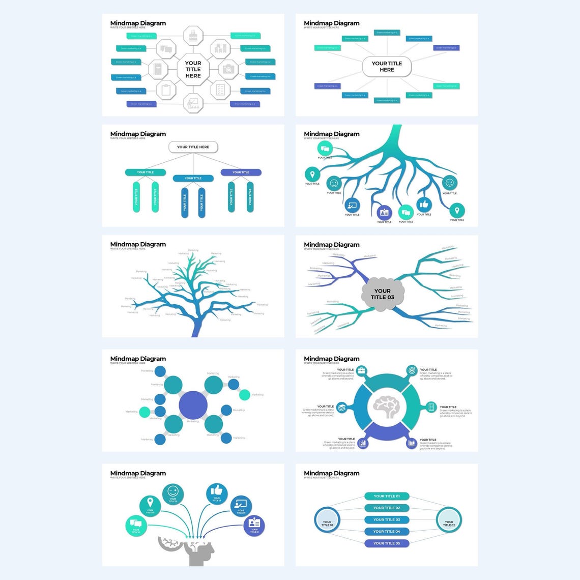 Mind Map Chart Powerpoint Templates | Fully Editable (20 Slides) - Etsy