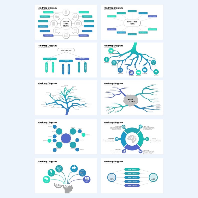 Mind Map Chart Powerpoint Templates | Fully Editable (20 Slides) - Etsy