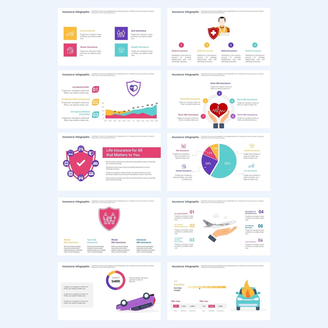 Insurance Powerpoint Fully Editable Templates Insurance Charts ...