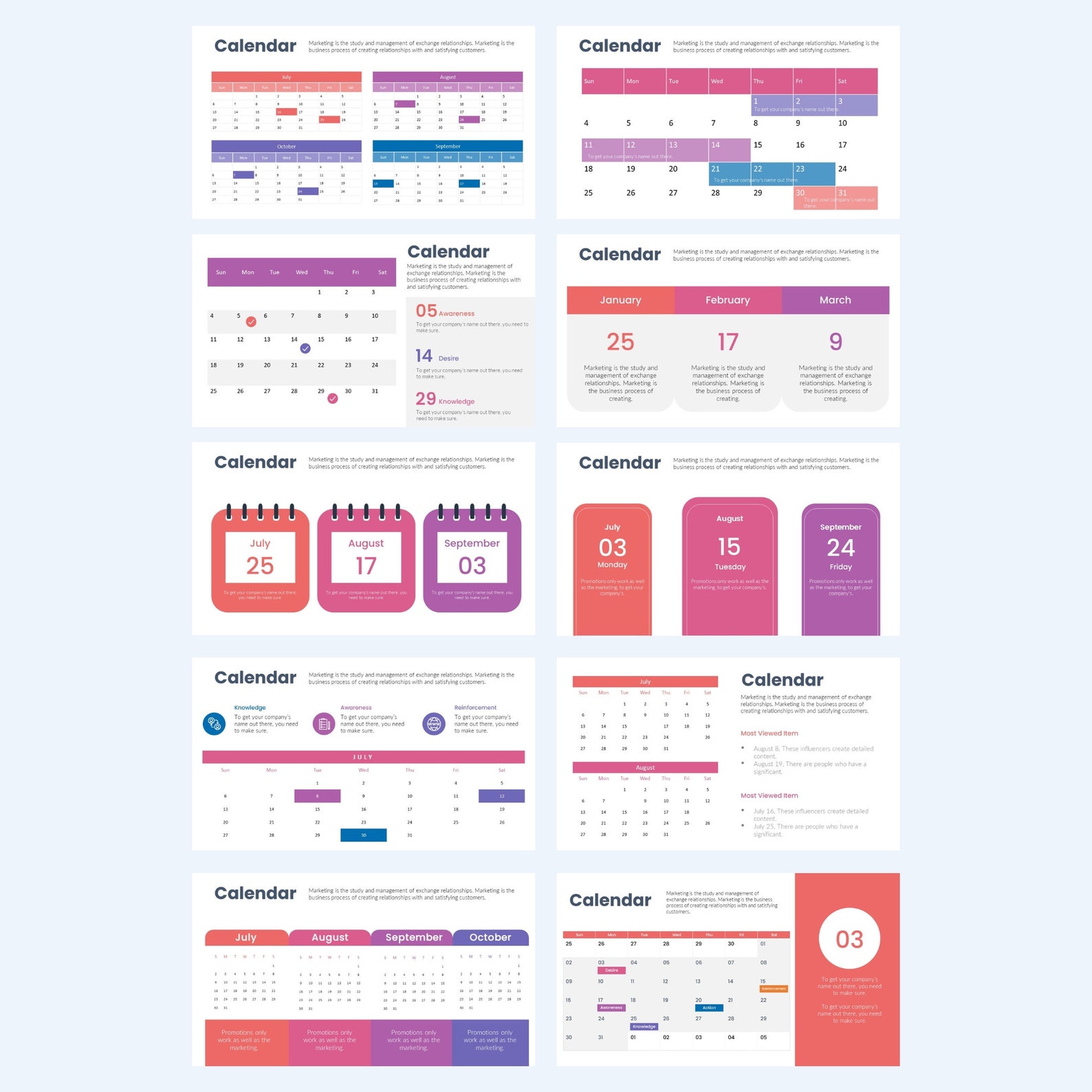 Calendar Charts Powerpoint Templates | Calendar Presentation Template ...