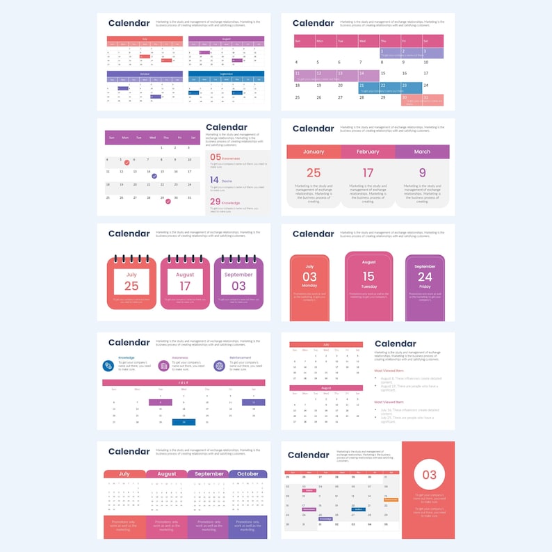 Calendar Charts Powerpoint Templates | Calendar Presentation Template ...