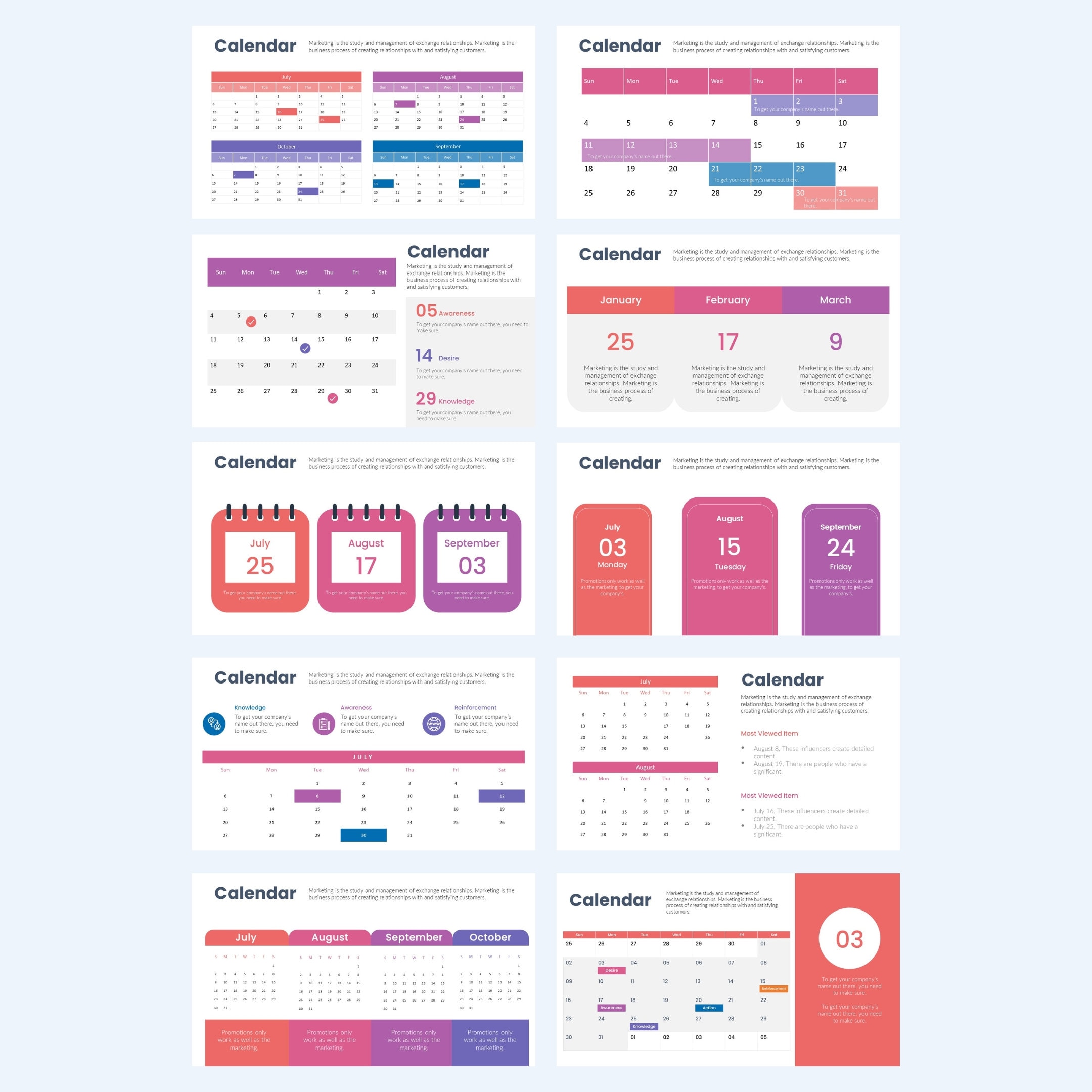Calendar Charts Powerpoint Templates | Calendar Presentation Template ...