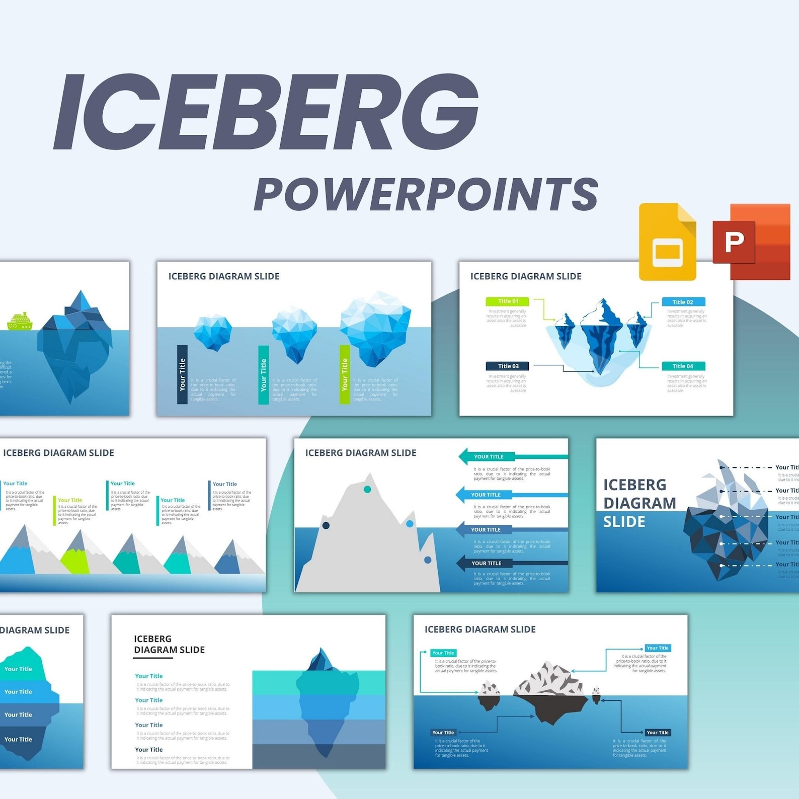 Iceberg Charts Powerpoint Template | Fully Editable Slides - Etsy