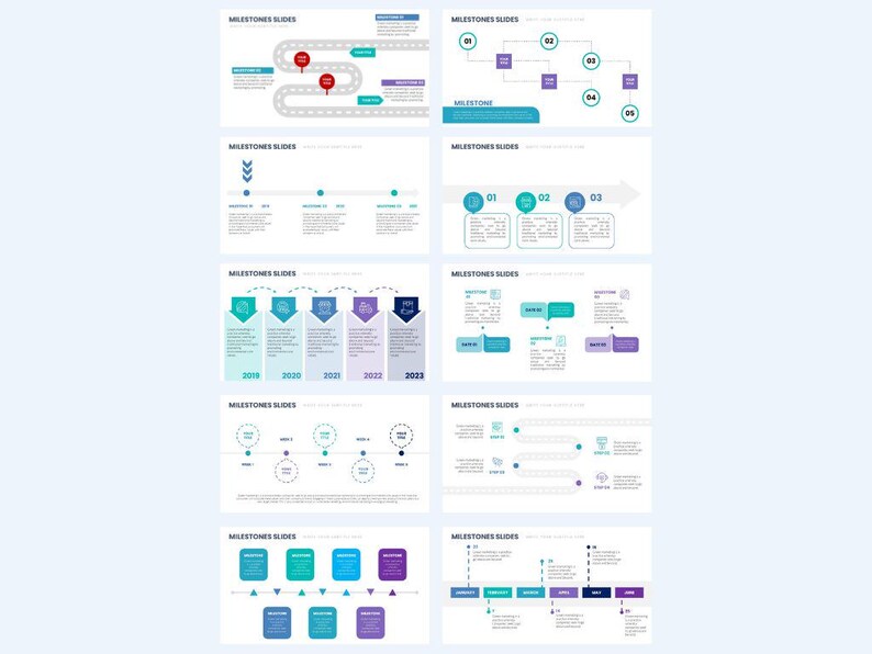 Milestone Chart Canva Fully Editable Templates | Milestone Canva ...
