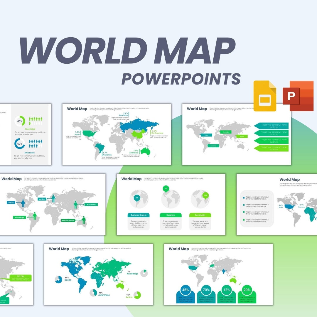 World Map Charts Powerpoint Fully Editable Templates | World Map ...