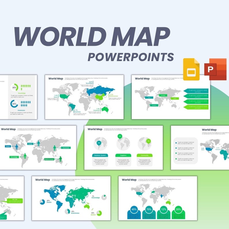 World Map Charts Powerpoint Fully Editable Templates | World Map ...