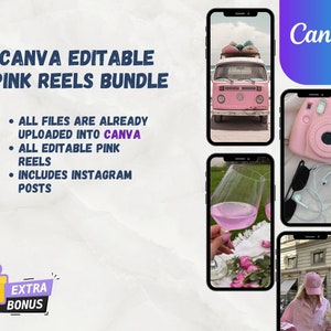 550+ Pink Videos | Aesthetic Reels Canva Template | Pink Reels ...