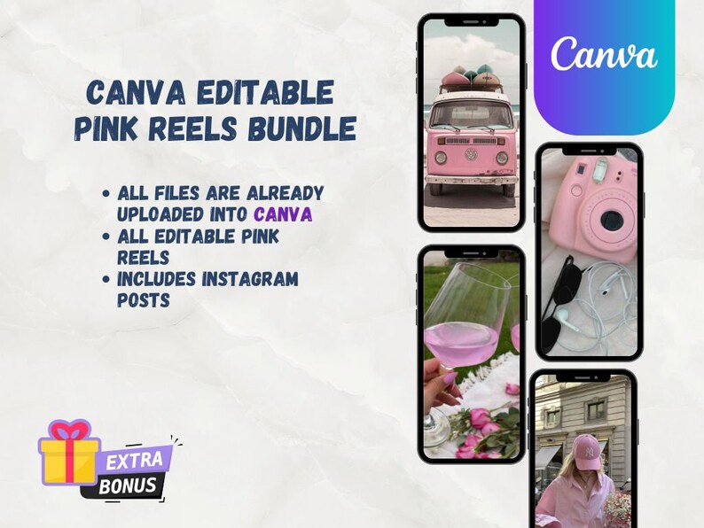 550+ Pink Videos | Aesthetic Reels Canva Template | Pink Reels ...