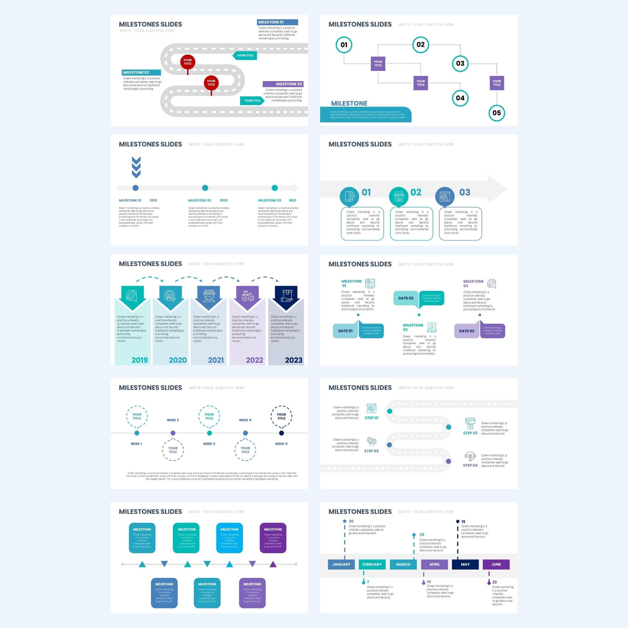 Milestone Powerpoint Fully Editable Templates | Milestone Charts ...