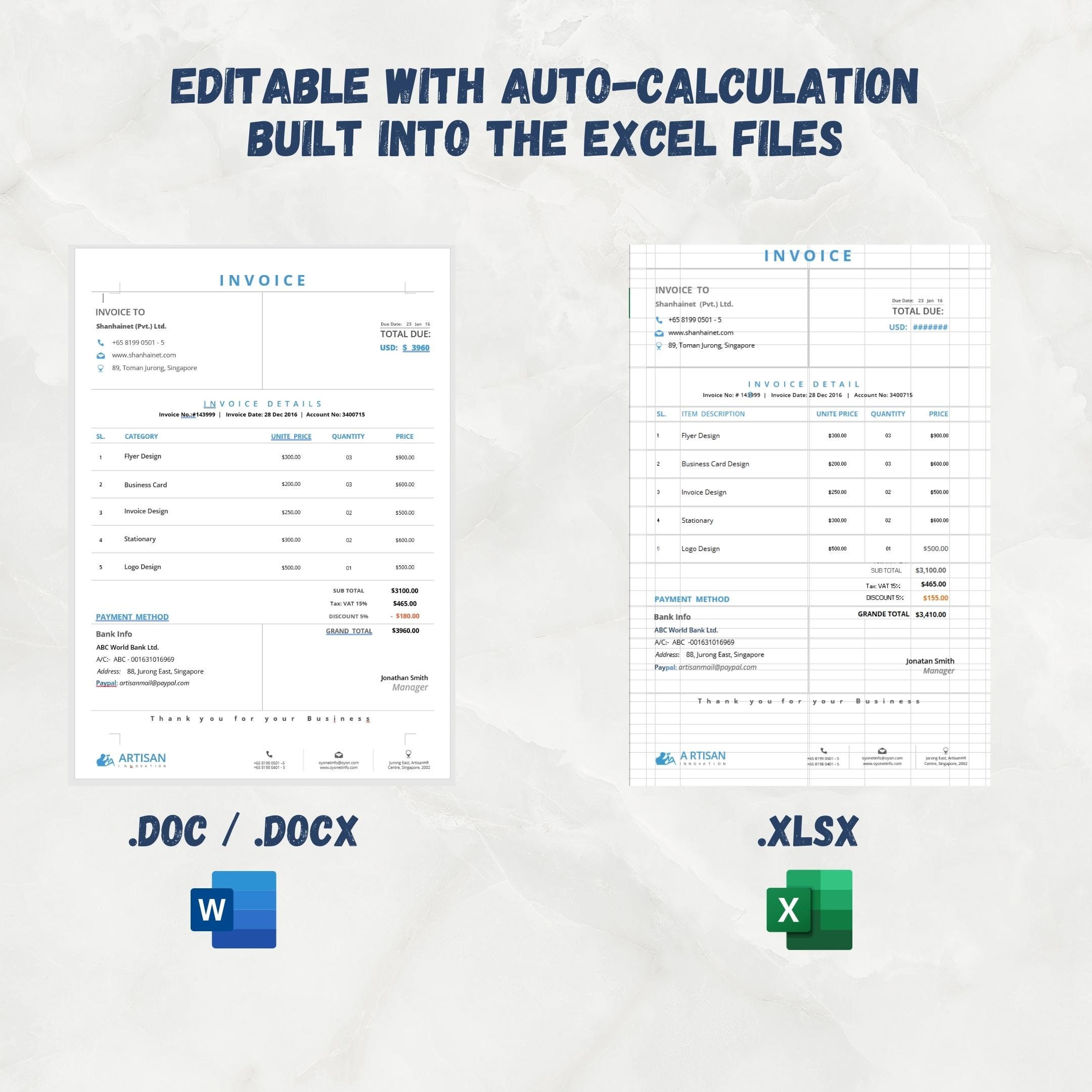 Invoice Template Bundle | Business Invoice | Invoice Template Word ...