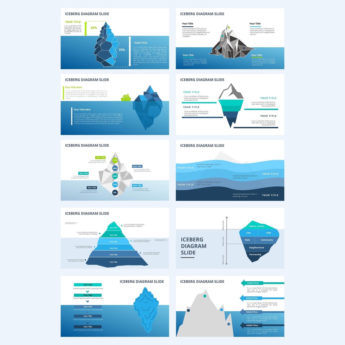 Iceberg Charts Powerpoint Fully Editable Templates | Iceberg Powerpoint ...