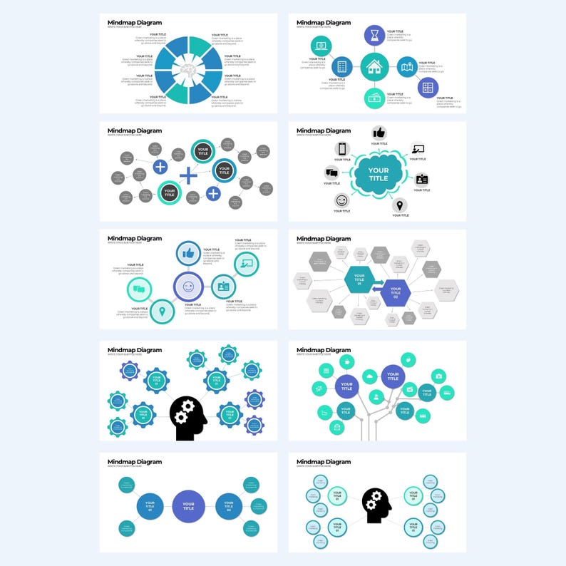 Mind Map Chart Powerpoint Templates | Fully Editable (20 Slides) - Etsy