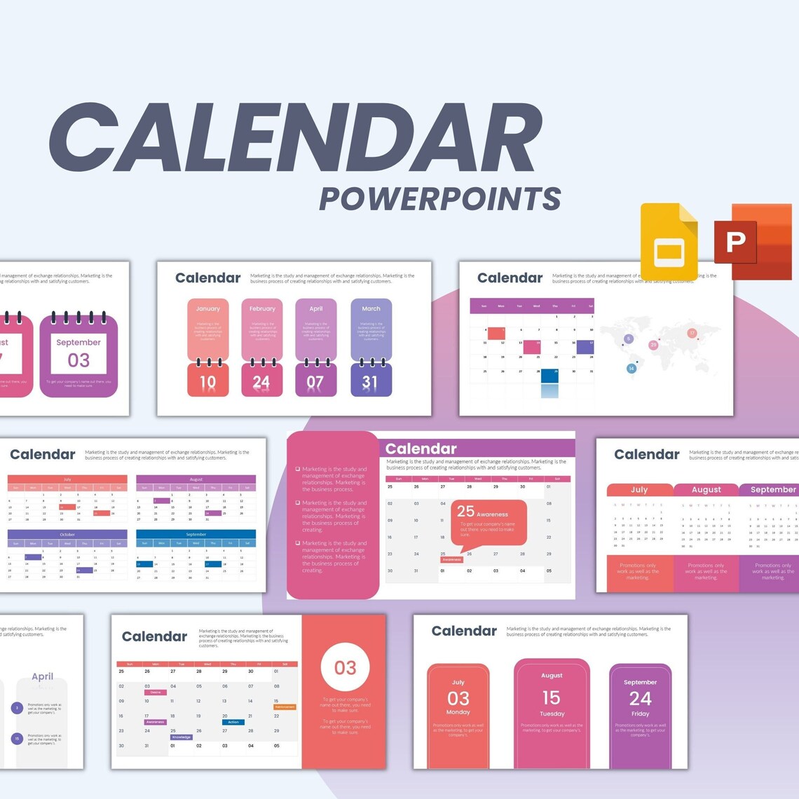 Calendar Charts Powerpoint Templates | Calendar Presentation Template ...
