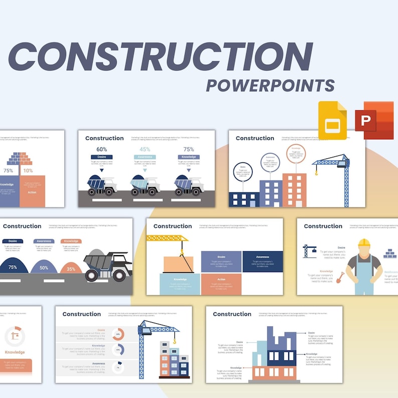 Construction Powerpoint Fully Editable Templates | Construction Charts ...