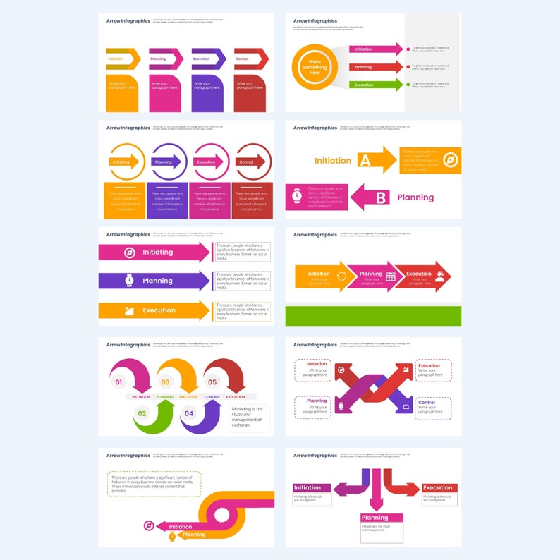 Arrow Charts Powerpoint Fully Editable Templates Arrow - Etsy