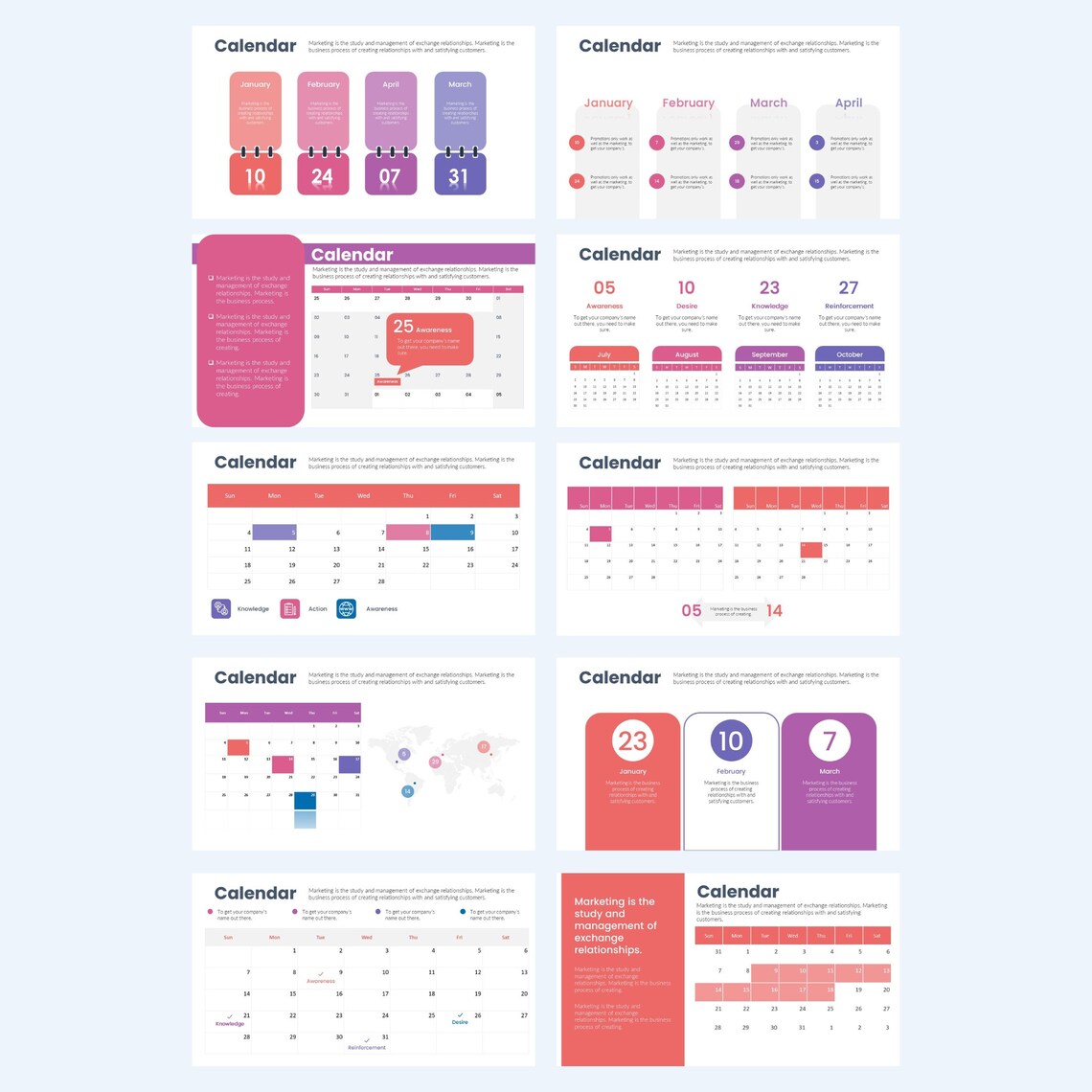 Calendar Charts Powerpoint Templates | Calendar Presentation Template ...