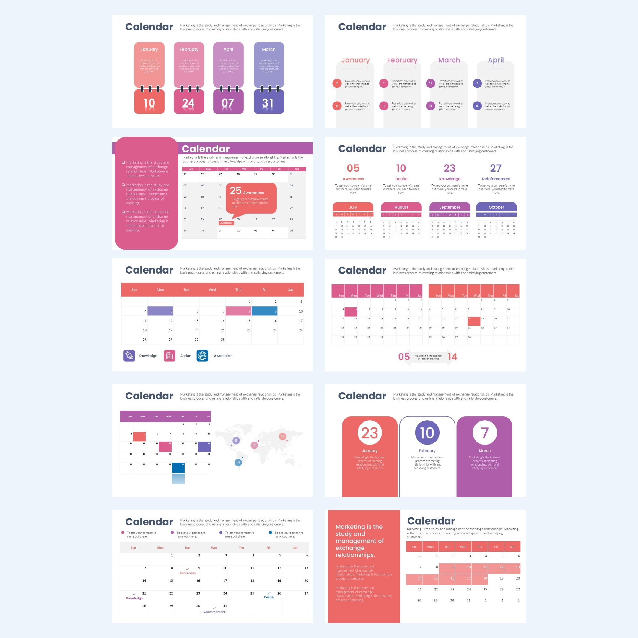 Calendar Charts Powerpoint Templates | Calendar Presentation Template ...