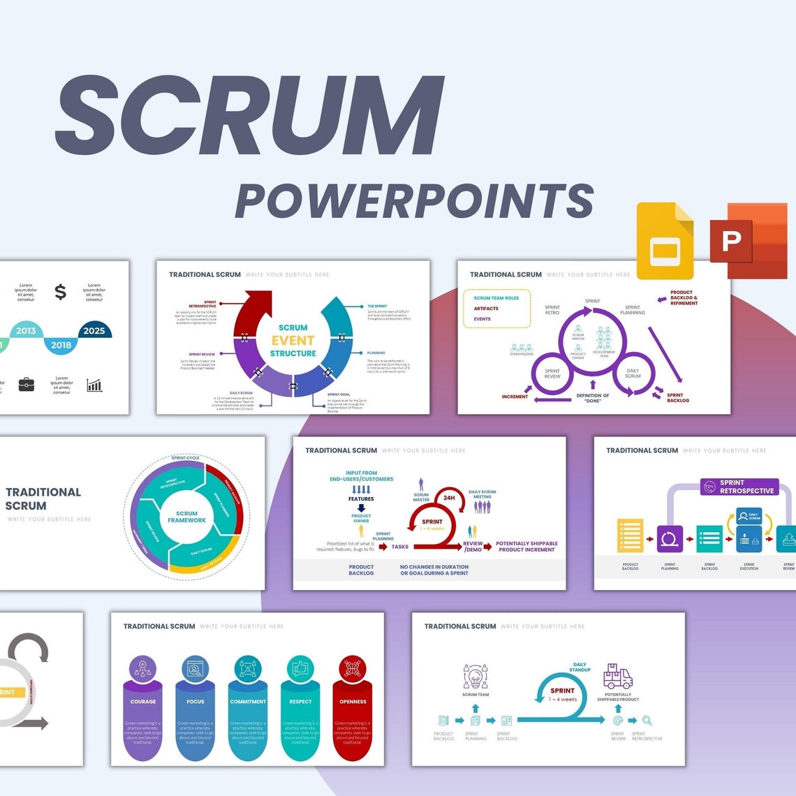 Scrum Powerpoint Fully Editable Templates | Scrum Charts Powerpoint ...
